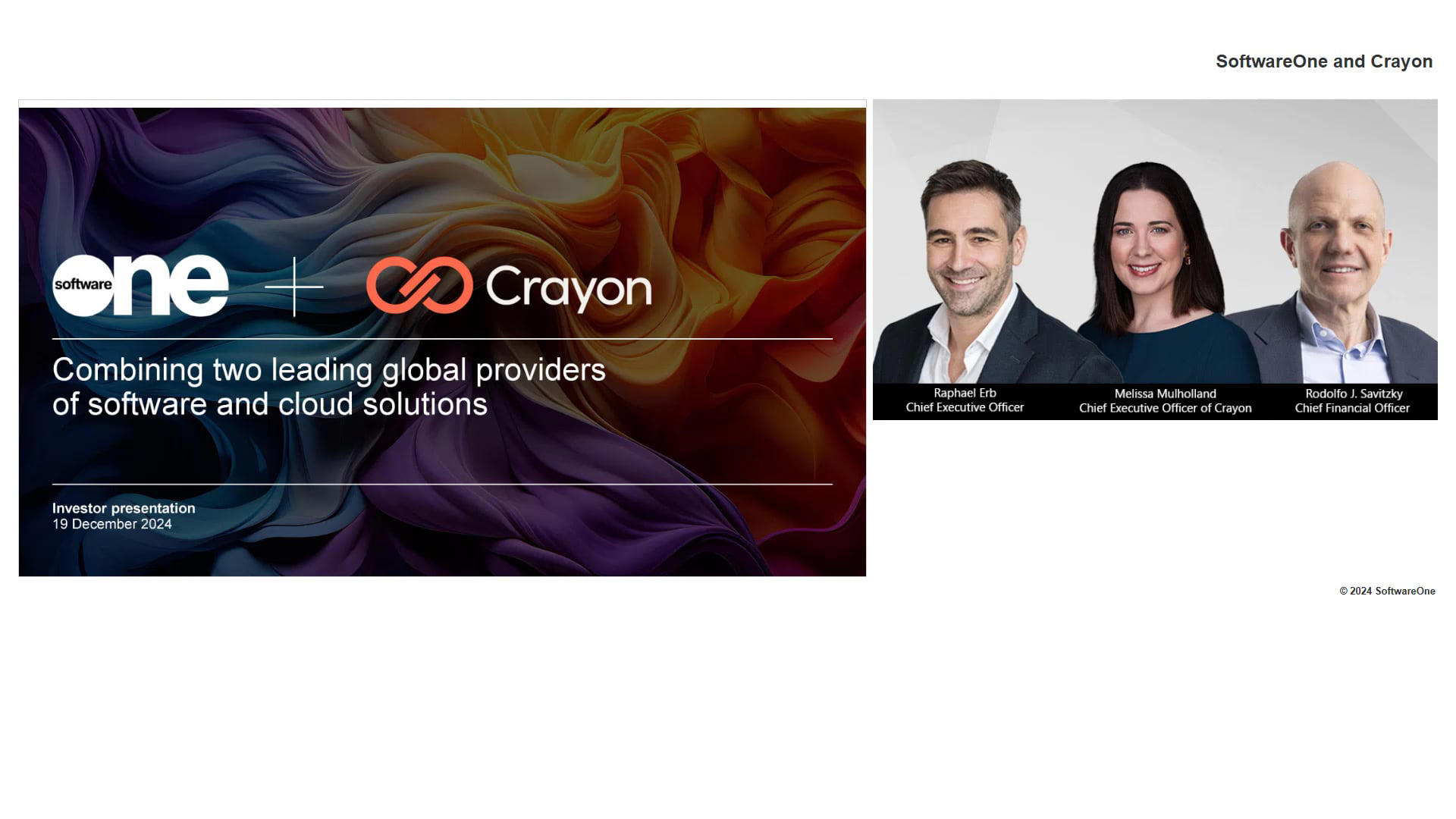 SoftwareOneとCrayon：ソフトウェアとクラウドソリューション分野における世界有数の2社が合併 | SoftwareOne